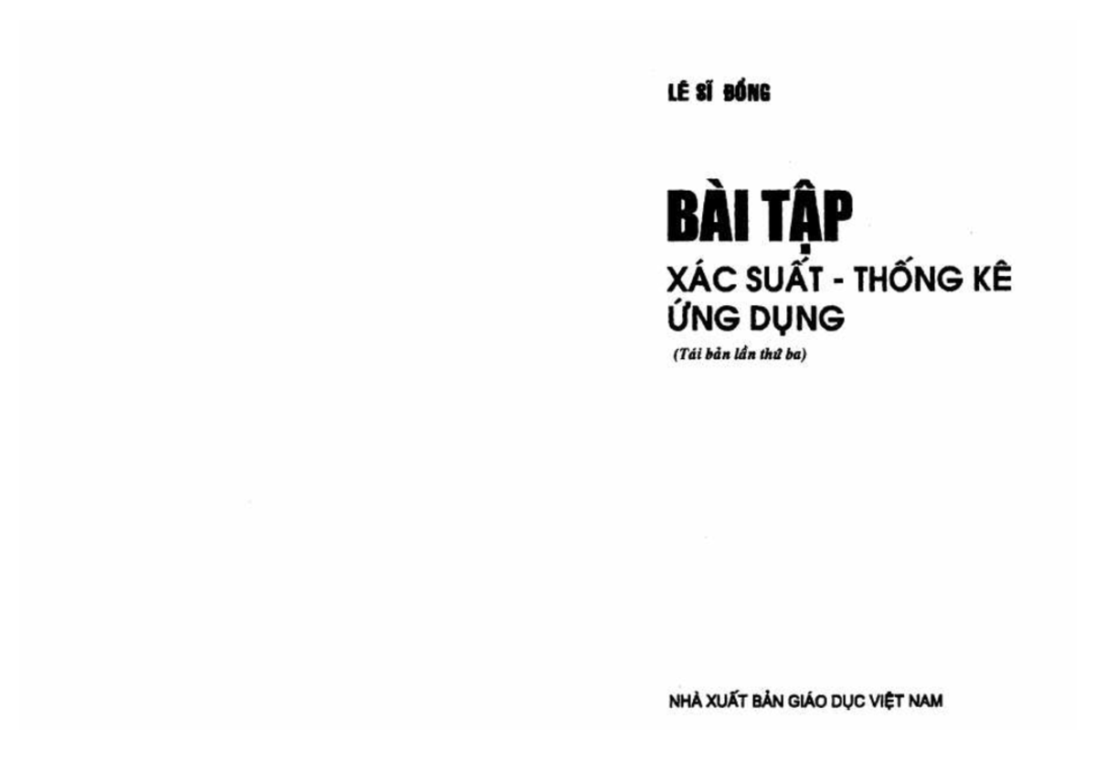 Bai tap xac suat thong ke le si dong pdf - Ltxs vs Tkud - Studocu