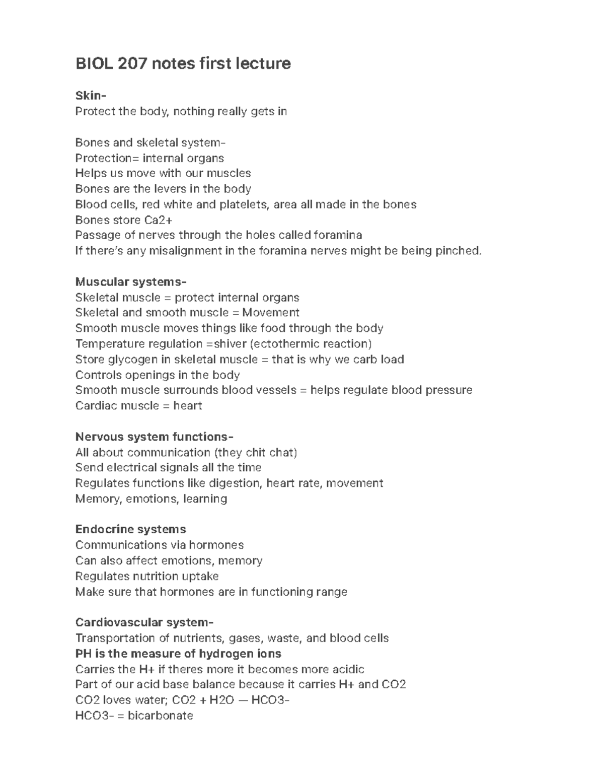 BIOL 207 notes first lecture - BIOL 207 notes first lecture Skin ...