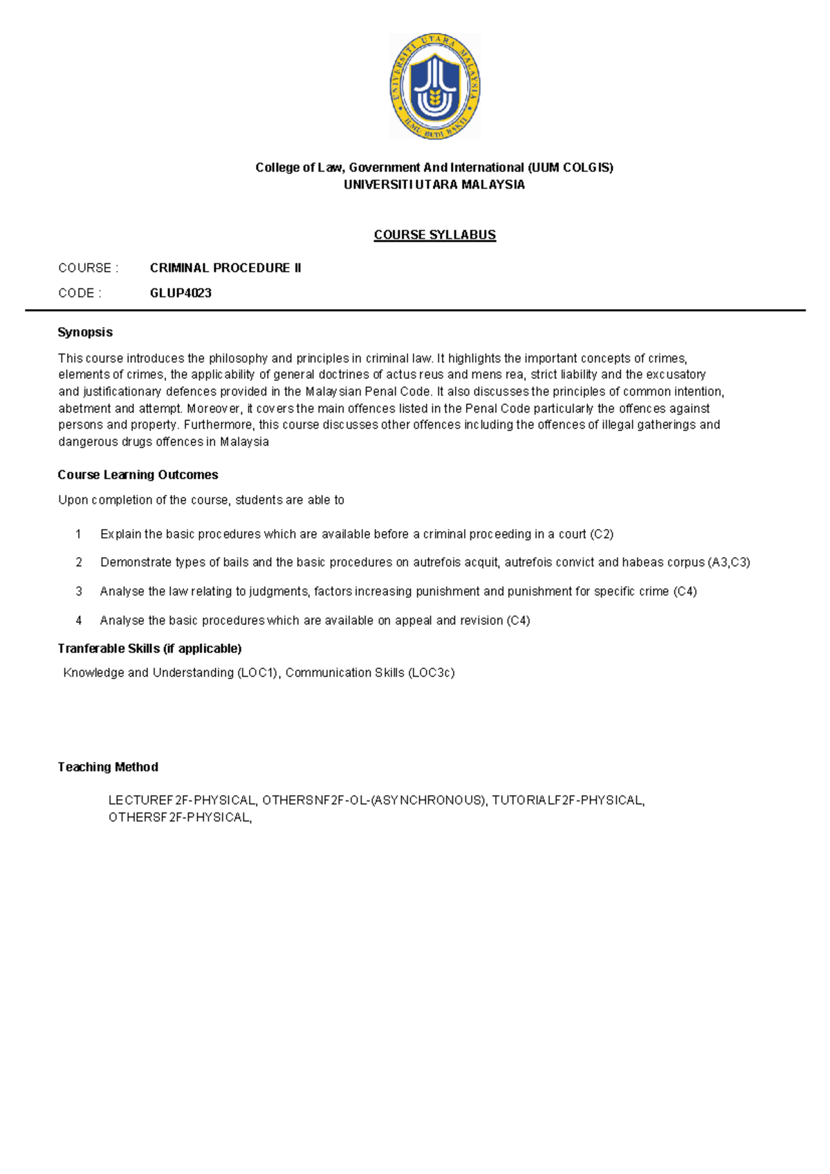 CPC 2 Syllabus Student - College of Law, Government And International ...