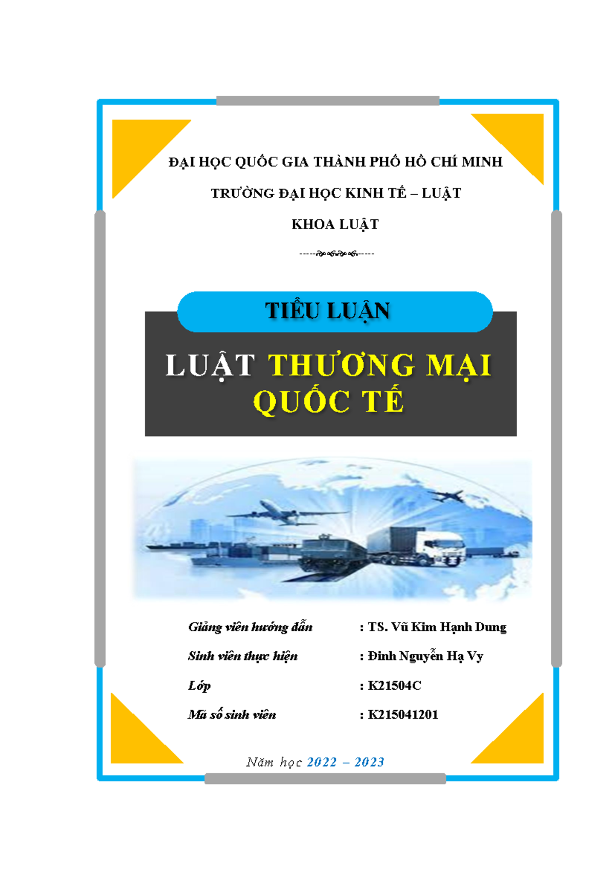 TIỂU LUẬN Ltmqt - ggggggggggggggg - KẾ HOẠCH BÀI DẠY ĐẠI HỌ C QUỐ C GIA THÀ NH PHỐ HỒ CHÍ MINH ...