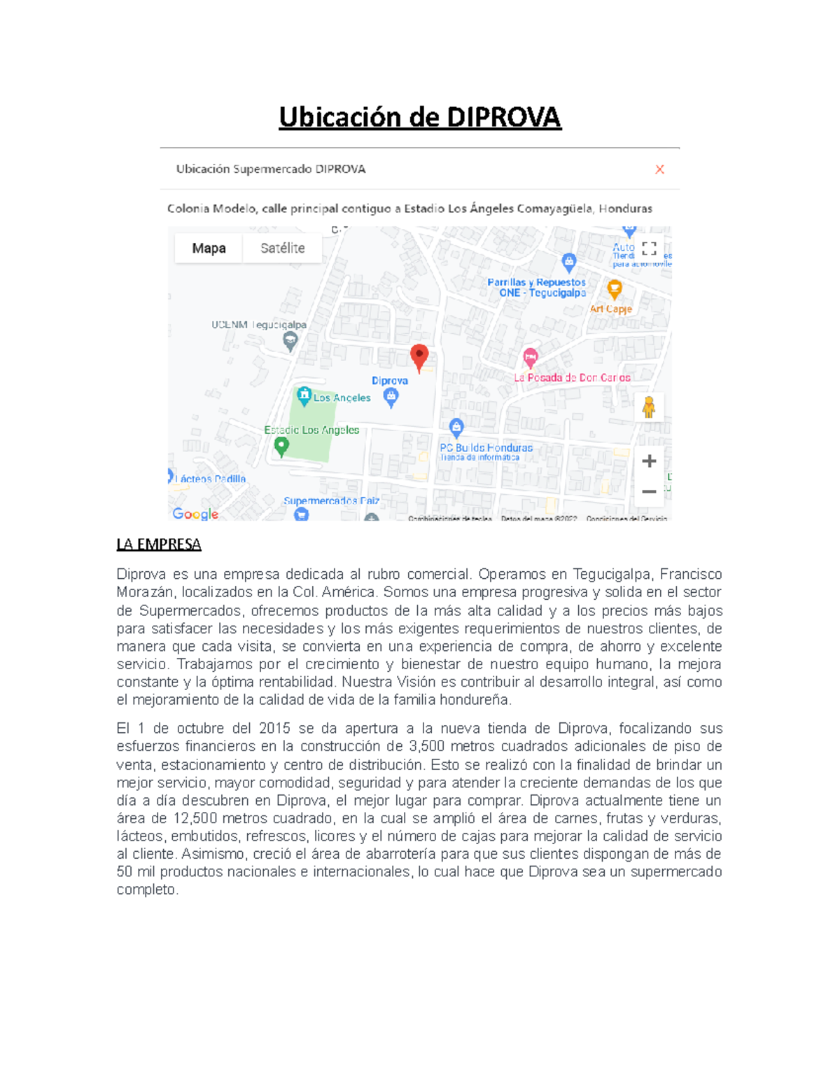 Ubicación de Diprova - Ubicación de DIPROVA LA EMPRESA Diprova es una ...