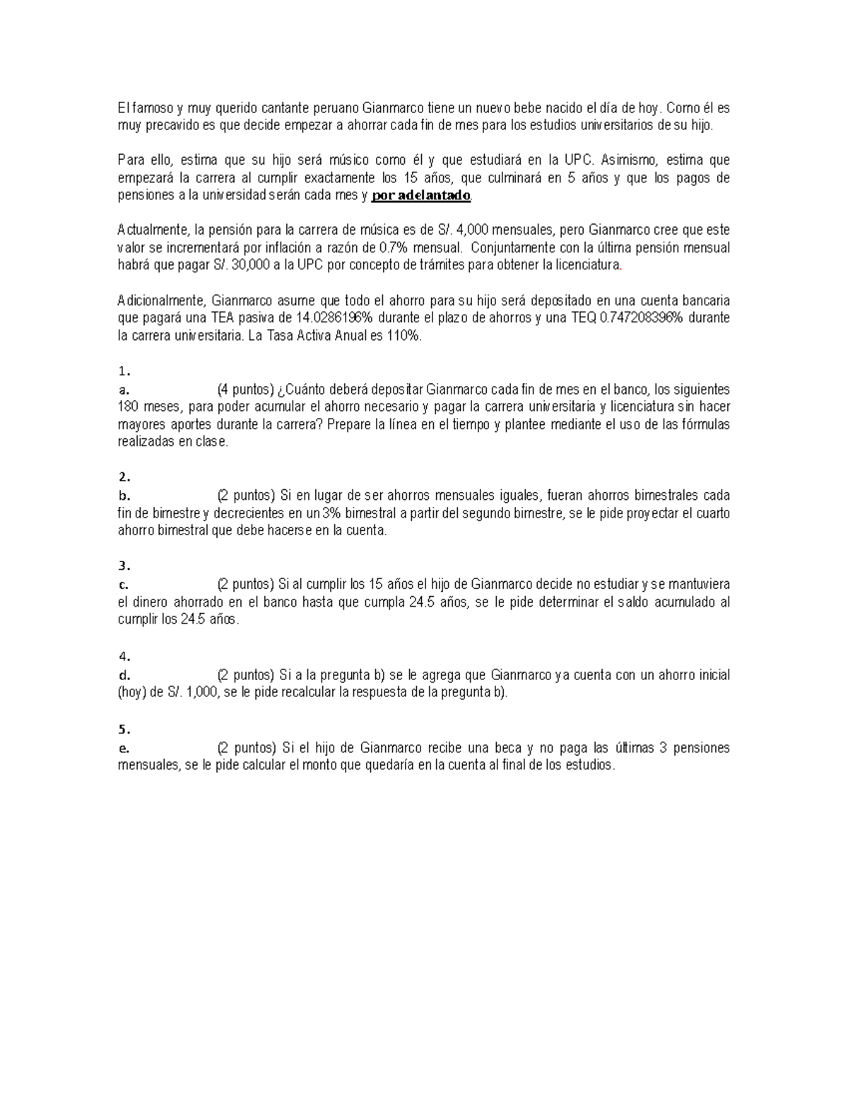 Práctica Dirigida Grupal PC1 - El famoso y muy querido cantante peruano Gianmarco tiene un nuevo ...