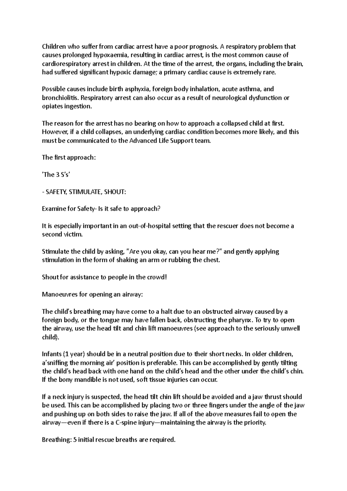 Basic life support - Notes on nursing - Children who suffer from ...