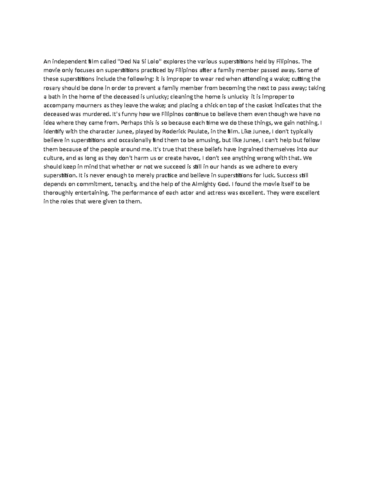 Reflection Deds na si Lolo - An independent film called "Ded Na Si Lolo ...