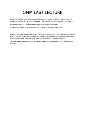 QMM STAT notes - Caroline VIDAL CHAPTER 0 – OVERVIEW OF THE COURSE QMM ...