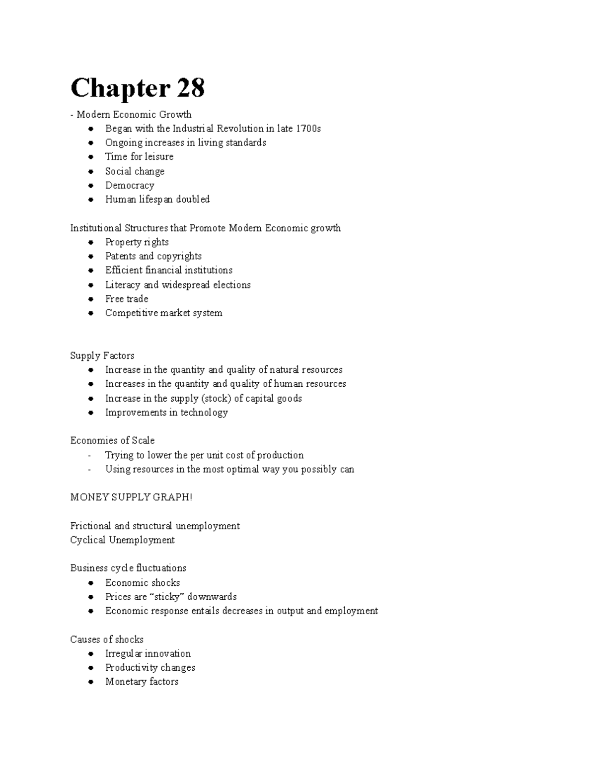 Econ Part 2 Detailed Macroeconomics Notes For The Entire Semester Chapter 28 Modern