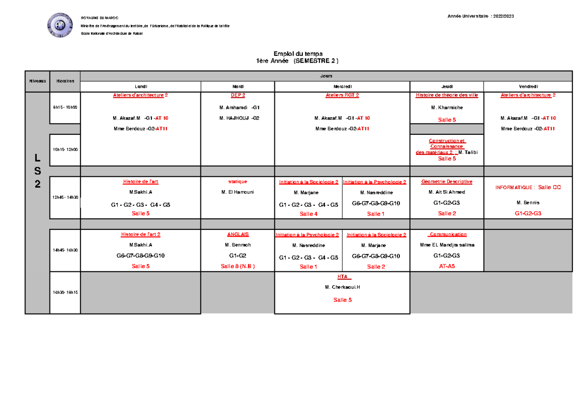 Emploi-du-temps-2eme-Semestre-S2-2022-2023-19o2do - ROYAUME DU MAROC ...