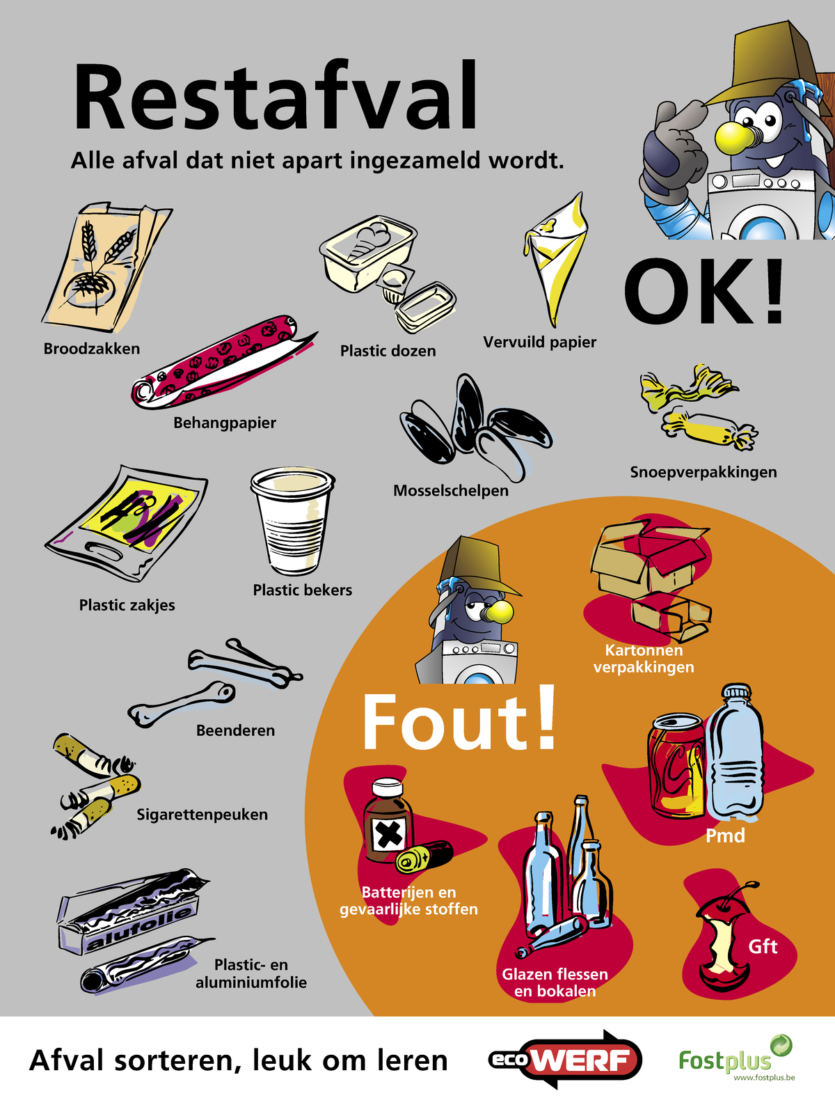 Sorteerstickers - ZE KUNNEN HIER LEREN VUIL SORTEREN - Plastic zakjes ...