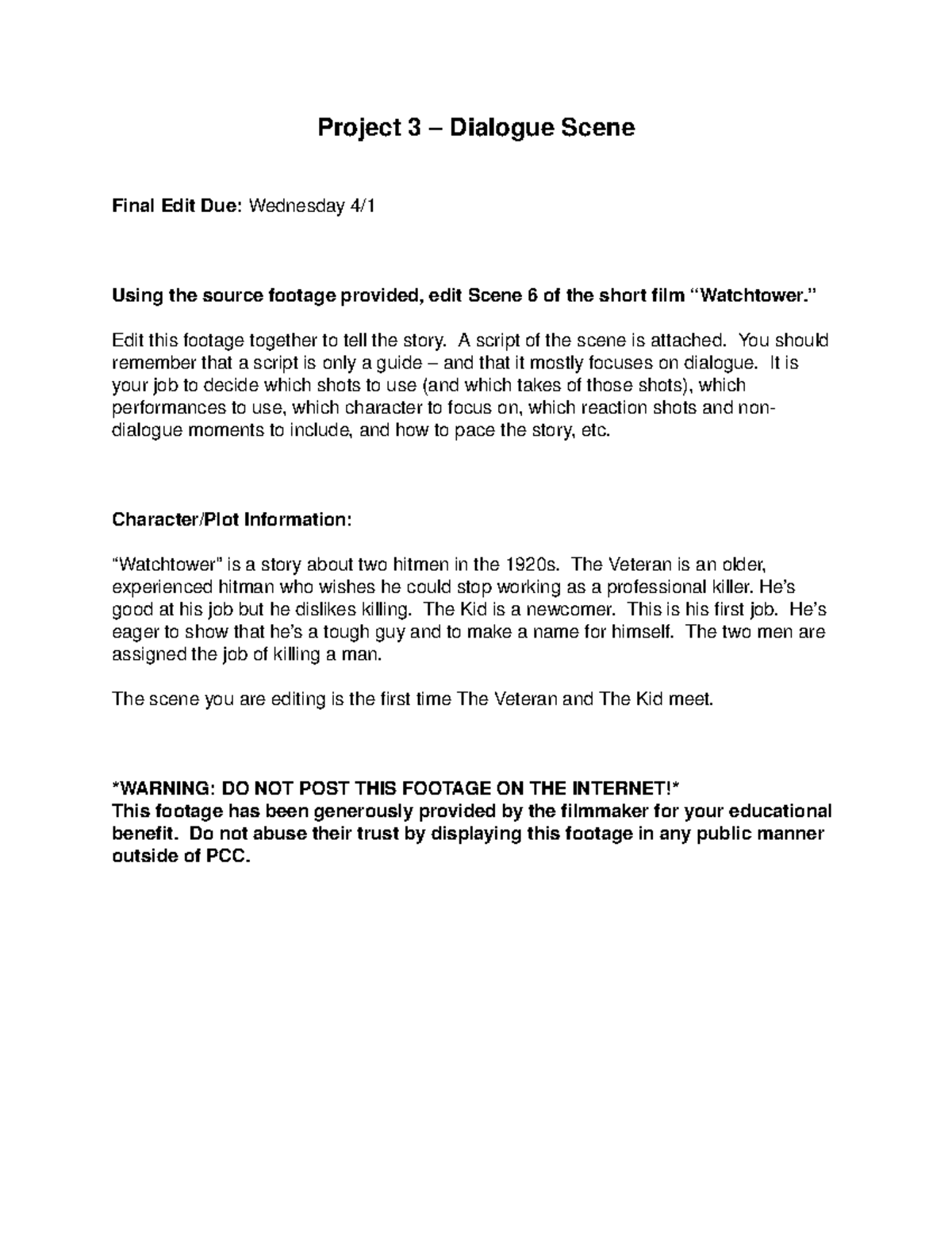 Project 3-Dialogue - Sync dialogue - Project 3 – Dialogue Scene Final ...