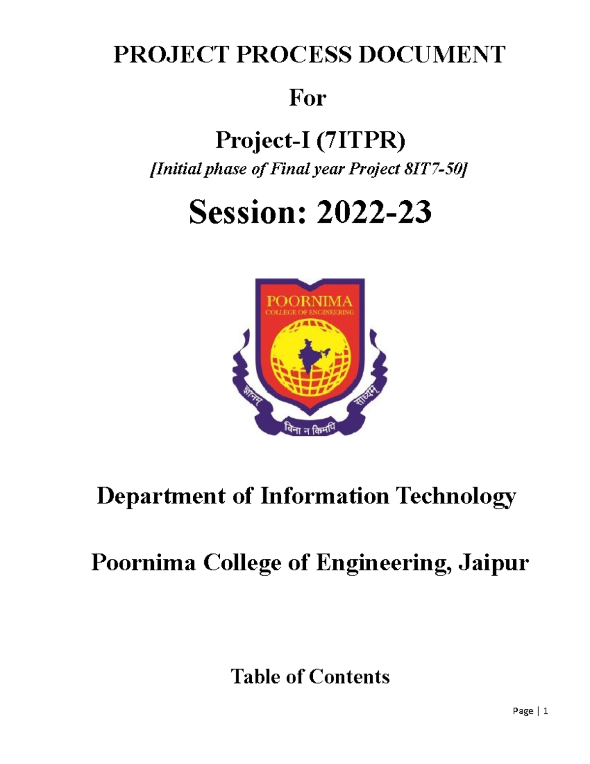 Project Process Document IT Dept PCE 2022-23 - PROJECT PROCESS DOCUMENT ...