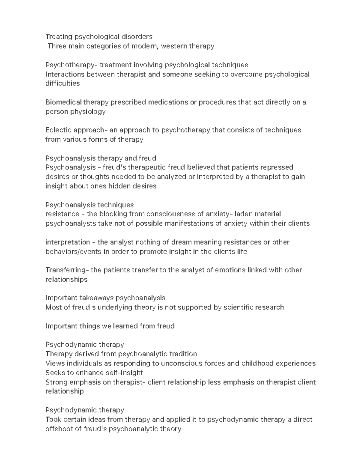 Treating psychological disorders - Studocu