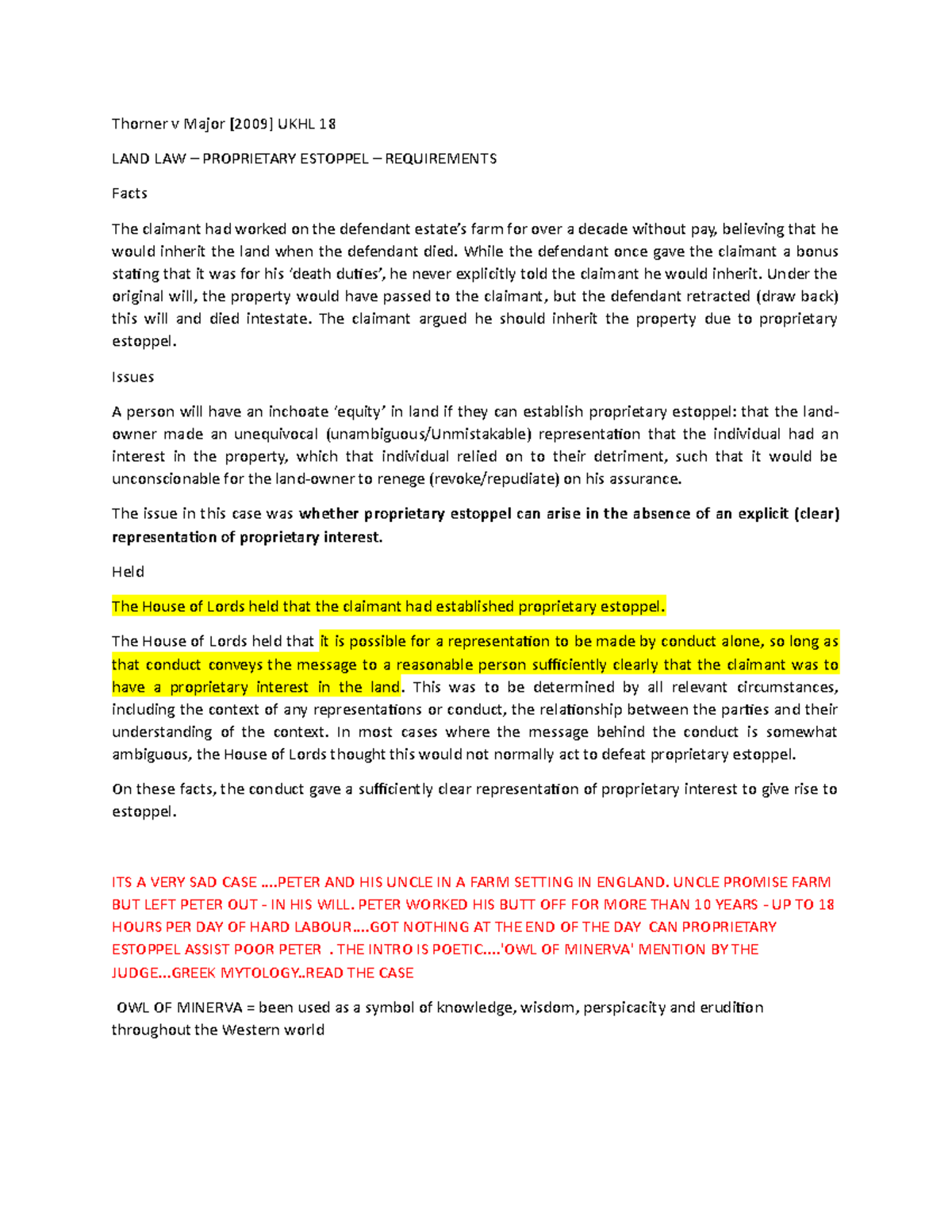 Thorner v Major - cases - Thorner v Major [2009] UKHL 18 LAND LAW ...