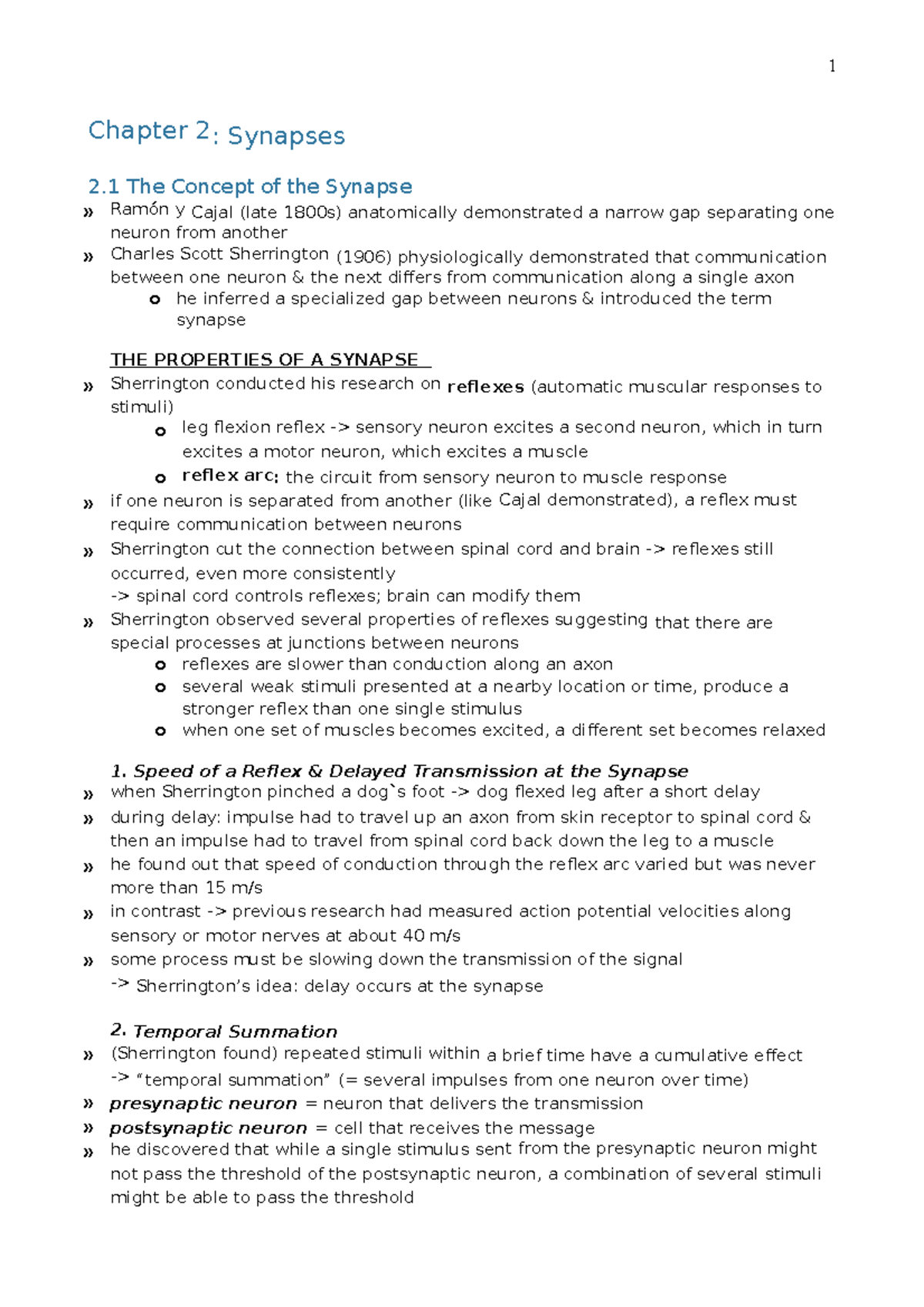 Chapter 2 - Bio - detailed summary - Chapter 2: Synapses 2 The Concept of the Synapse » Ramón y ...