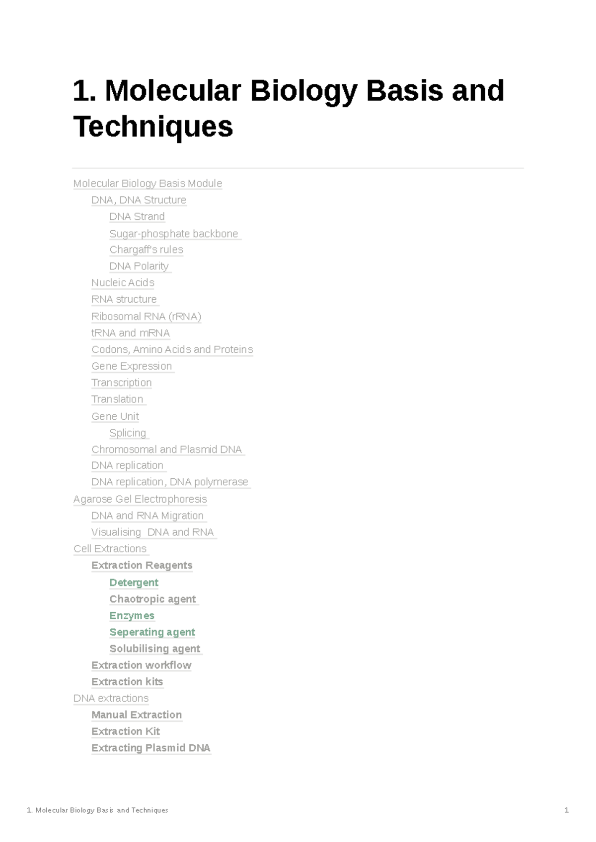 1 Molecular Biology Basis and Techniques ...