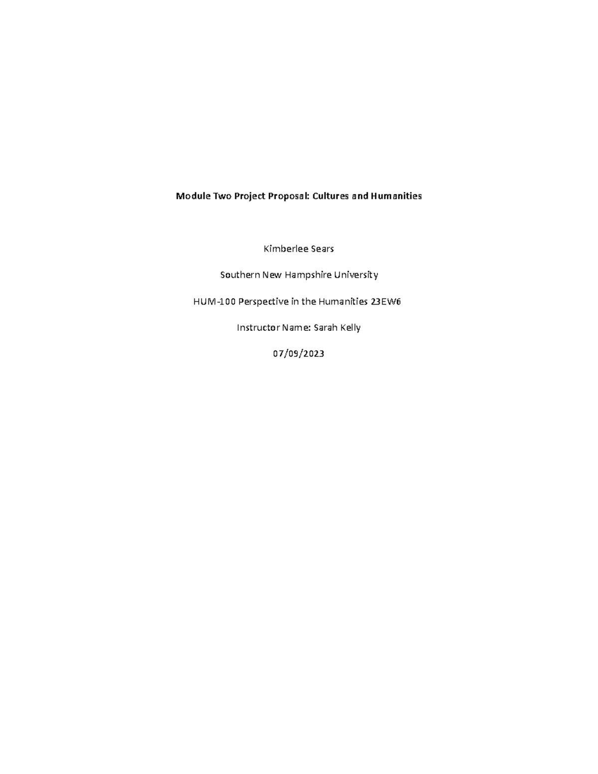 Module two Project - Copy - Copy - Module Two Project Proposal: Cultures and Humanities ...