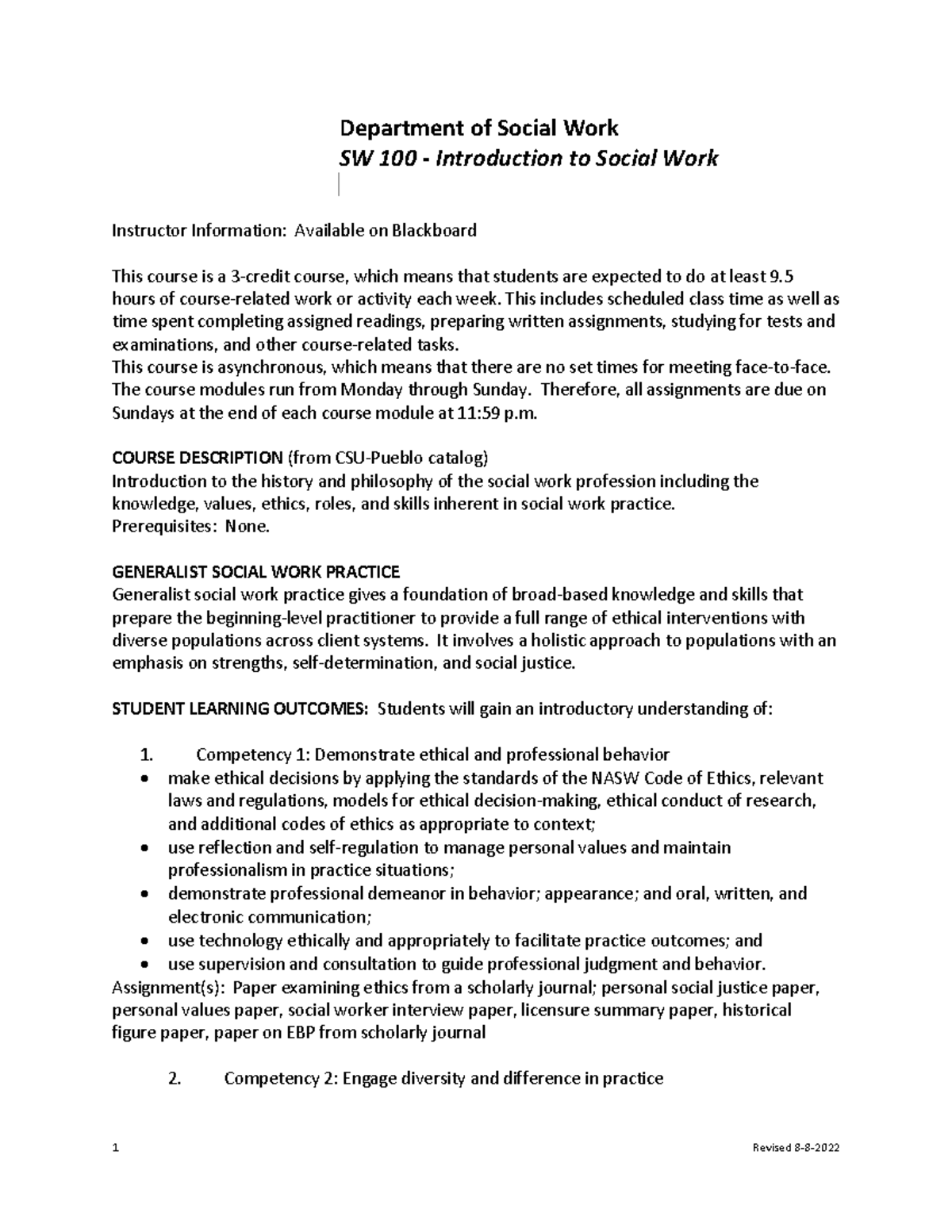 3766503 - notes - Department of Social Work SW 100 - Introduction to ...