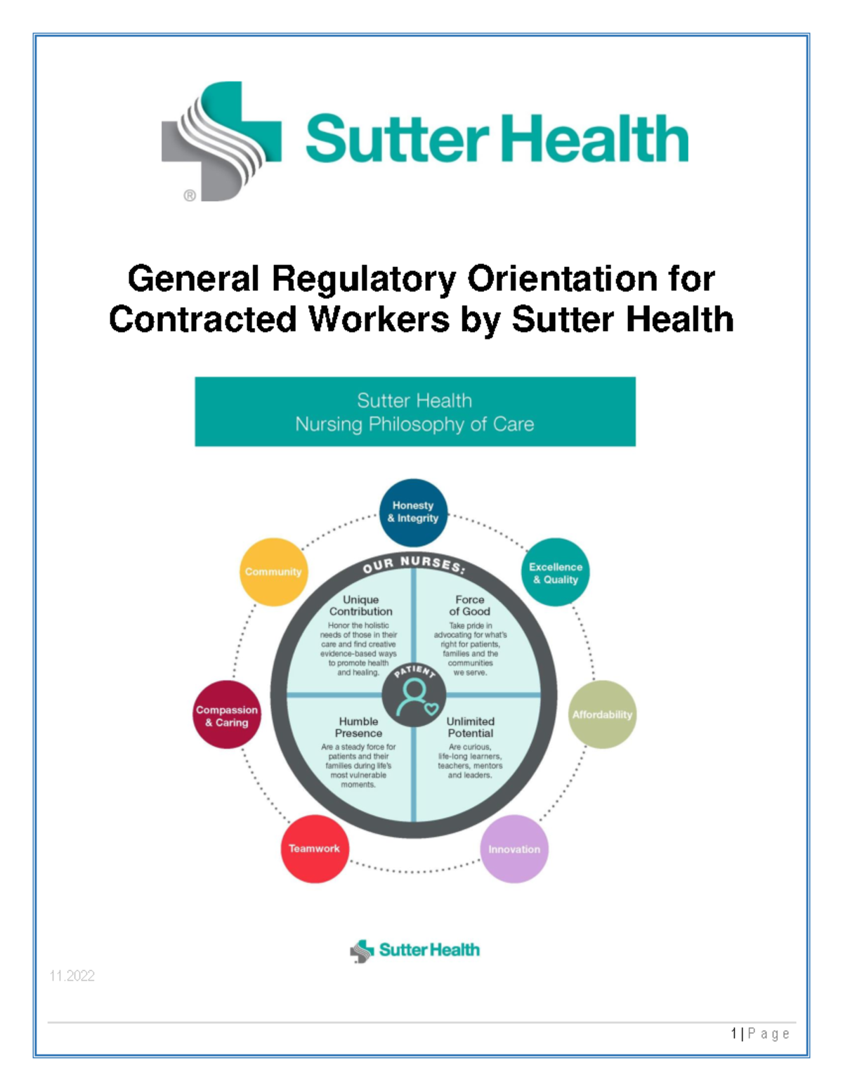 General Regulatory Orientation for Contracted Workers by Sutter Health ...