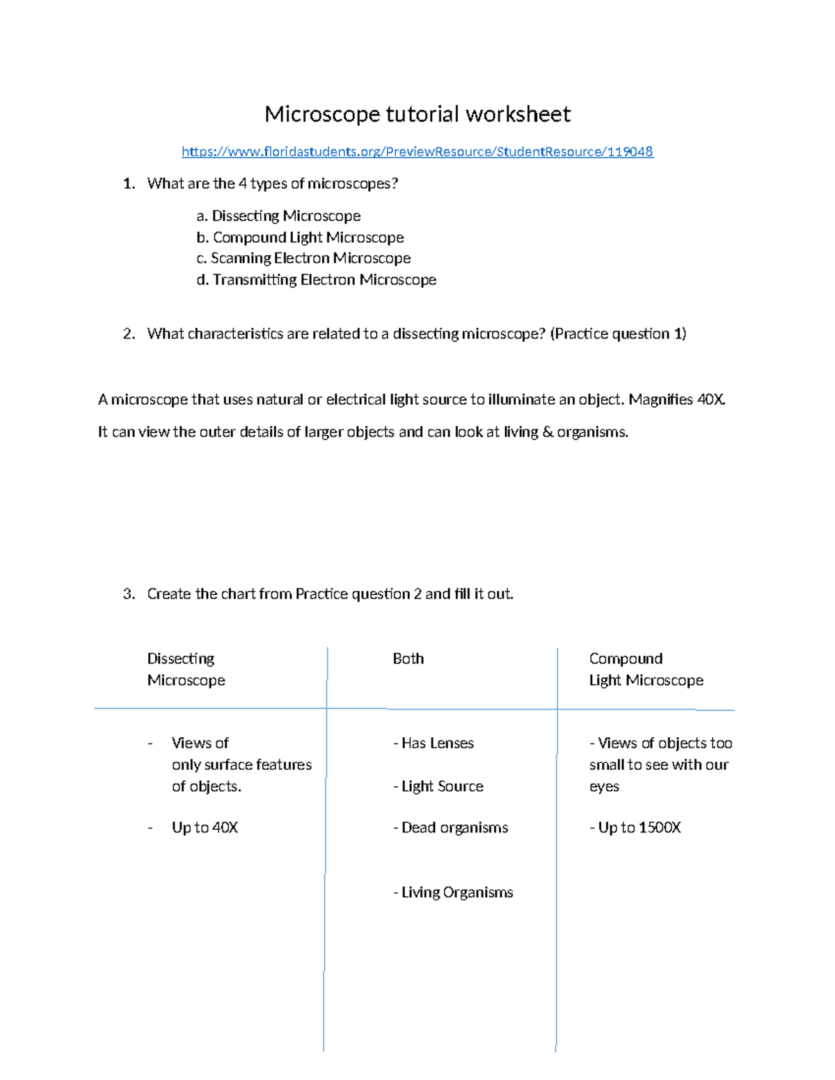 Microscope tutorial worksheet - Microscope tutorial worksheet - Studocu