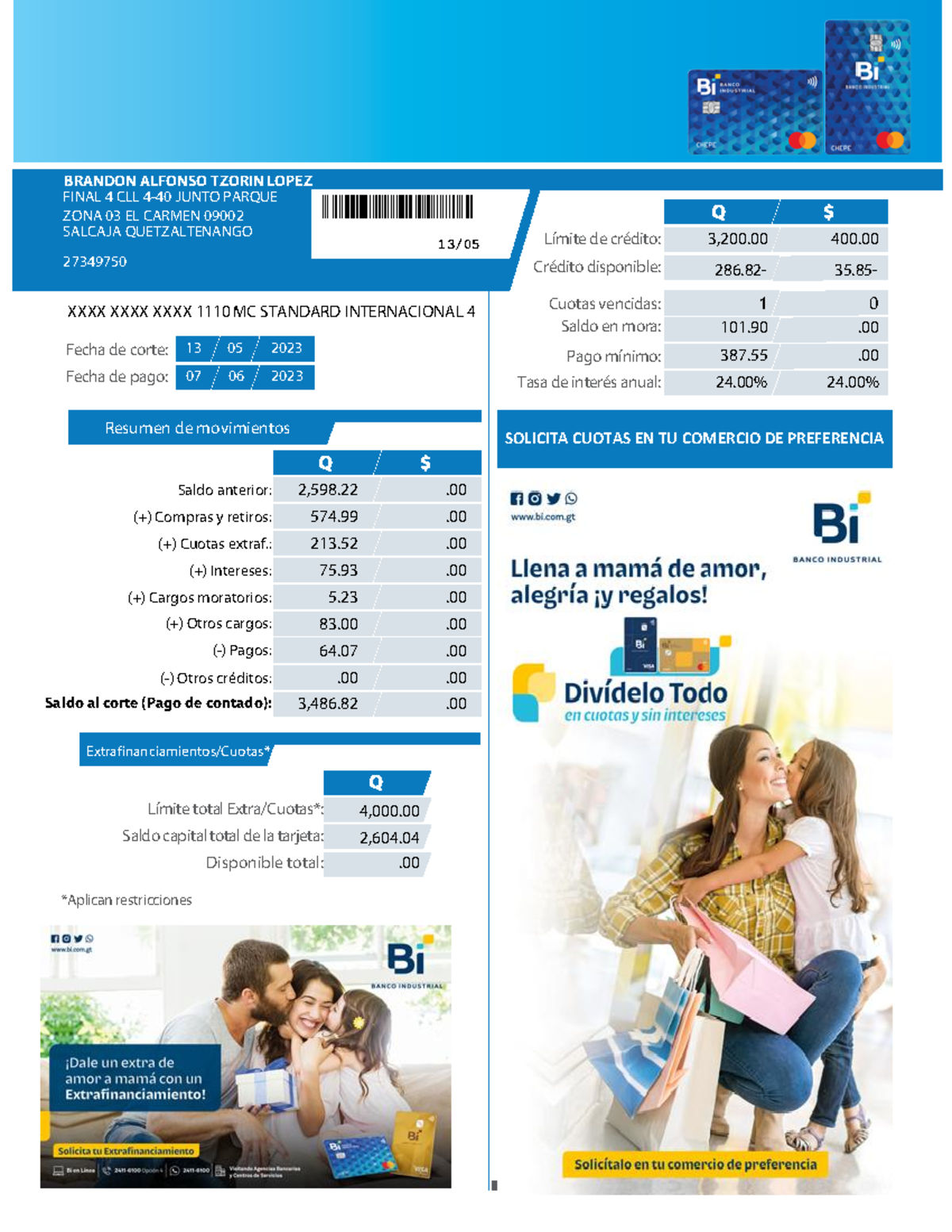 020575-1110- Brandon Alfonso Tzorin Lopez - Q $ Resumen de movimientos ...