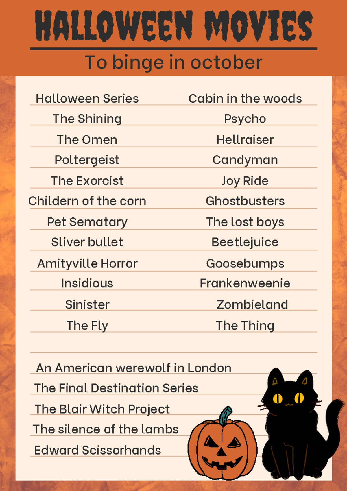 Halloween- Movies writing assignment - Halloween movies To binge in ...