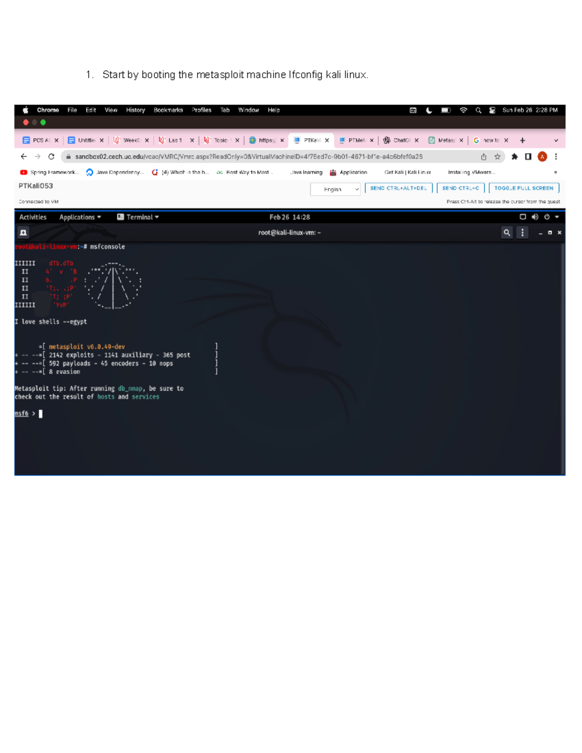 PCS LAB (3)-1 - jhdf - IT2020 - Start by booting the metasploit machine ...