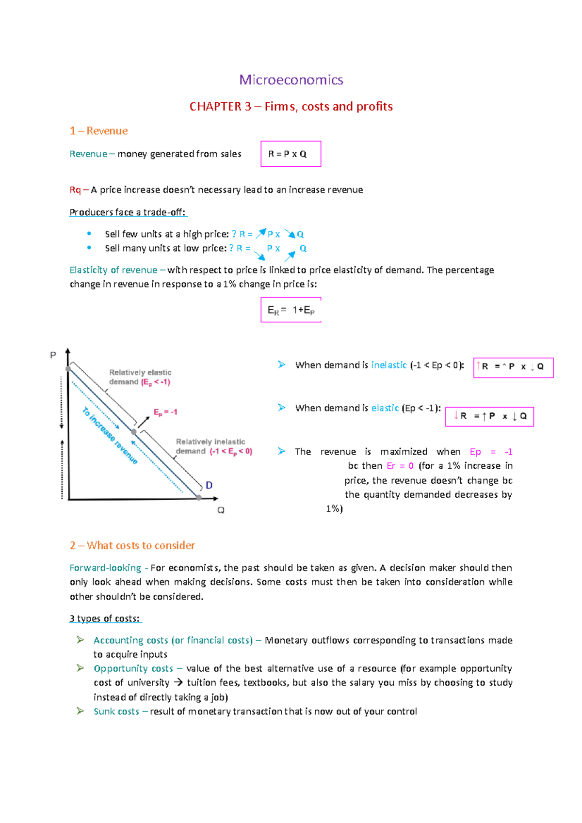Me - Chapter 3 - Firms, costs and profits - Microeconomics CHAPTER 3 ...