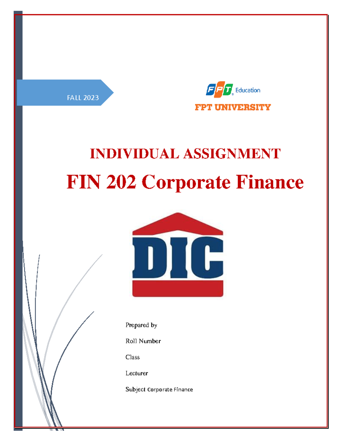 Fin2023 - Note ca nhan dung vao xem nhaaaaaa - FALL 2023 HP HP INDIVIDUAL ASSIGNMENT FIN 202 ...