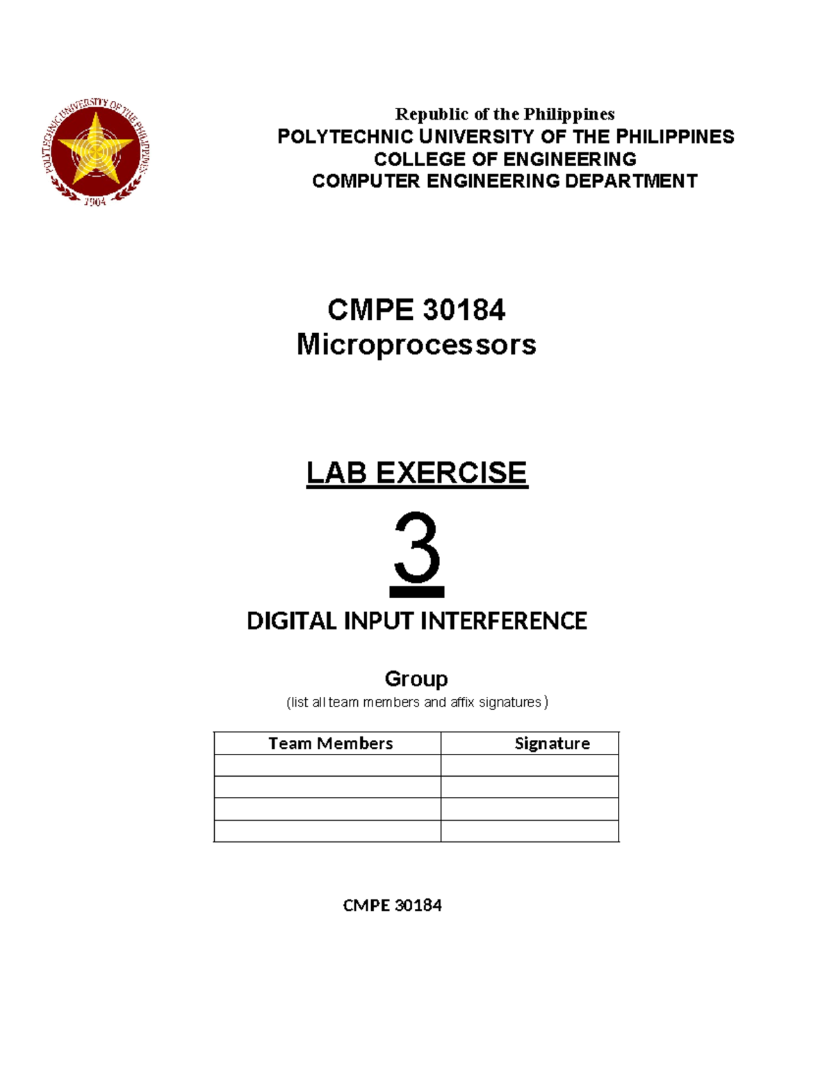 Lab3 Digital Input Interference - Republic of the Philippines ...