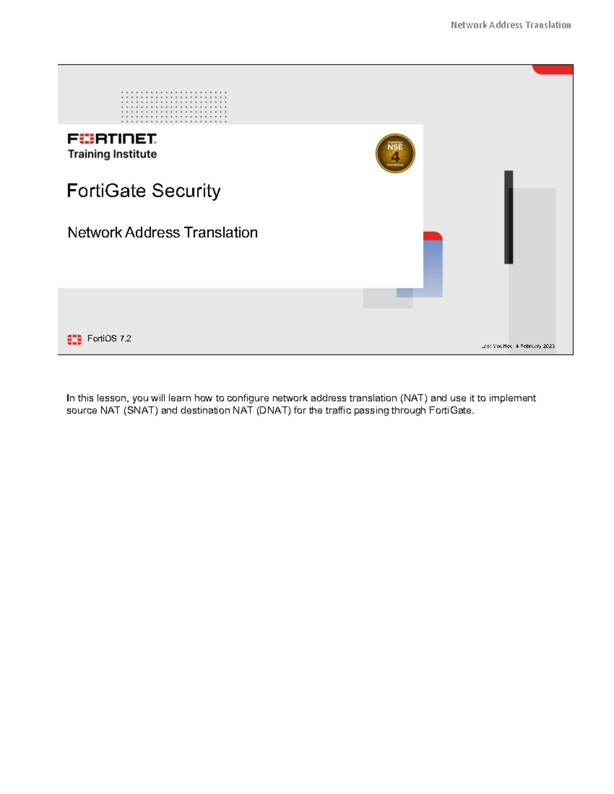 Forti Gate Sec 03 NAT Notes - In this lesson, you will learn how to ...