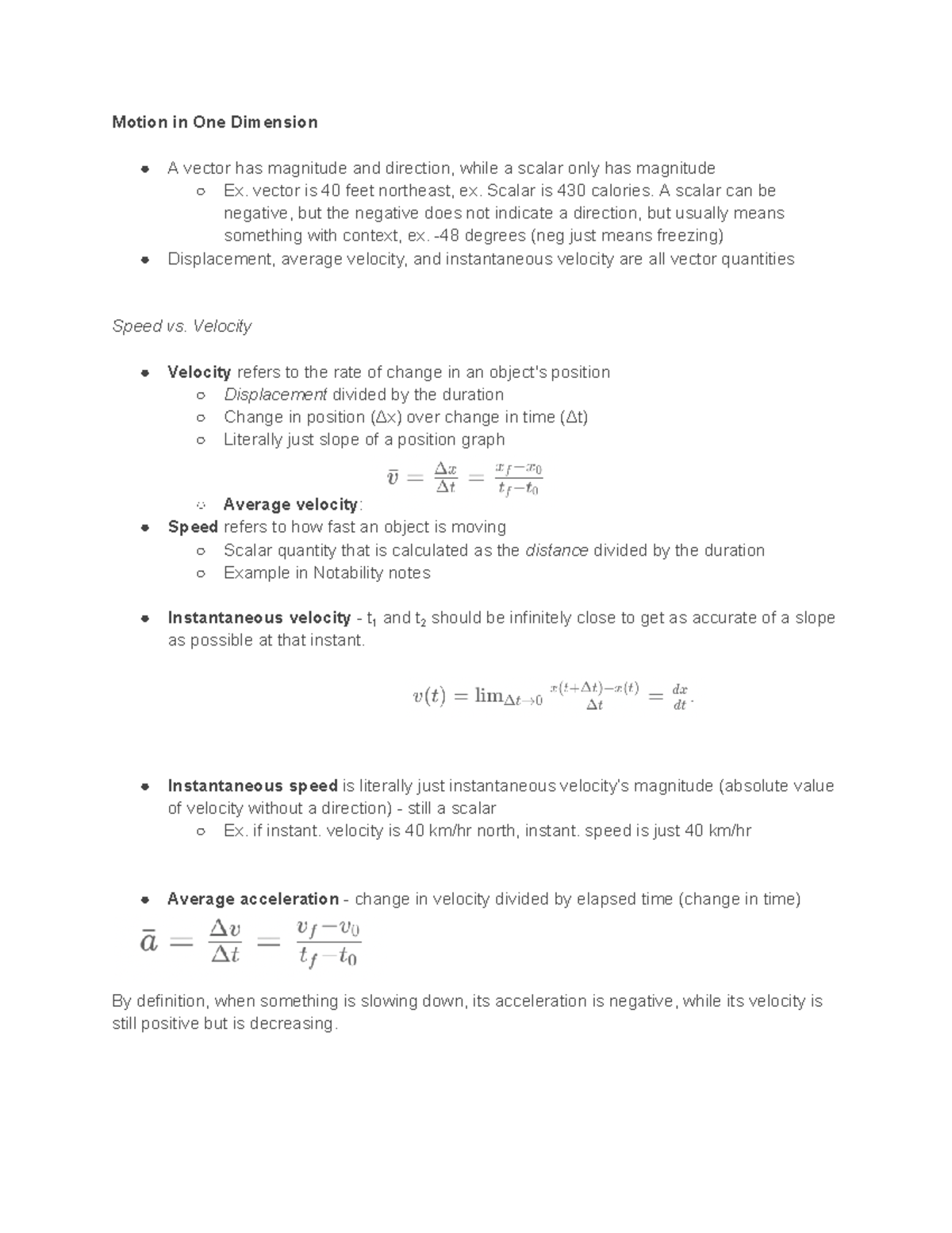 1D motion - Physics 5A - Motion in One Dimension A vector has magnitude ...