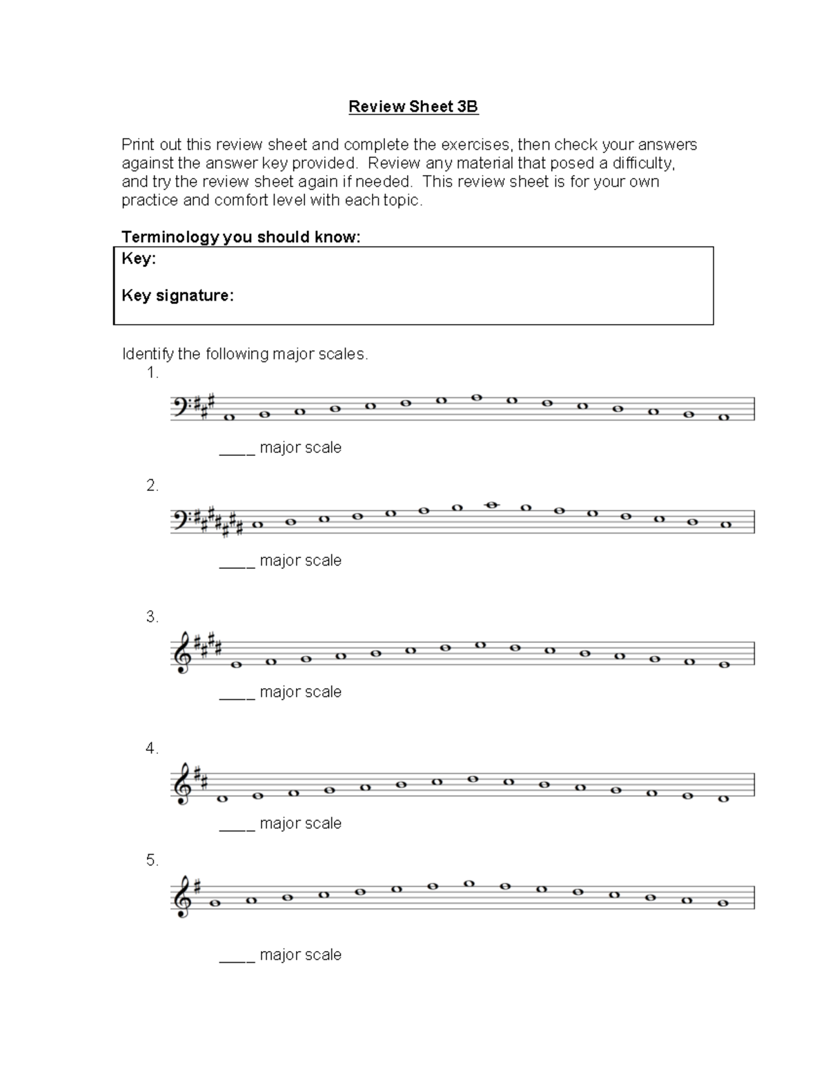 Review Sheet 3B: Intro to Scales - Review Sheet 3B Print out this ...