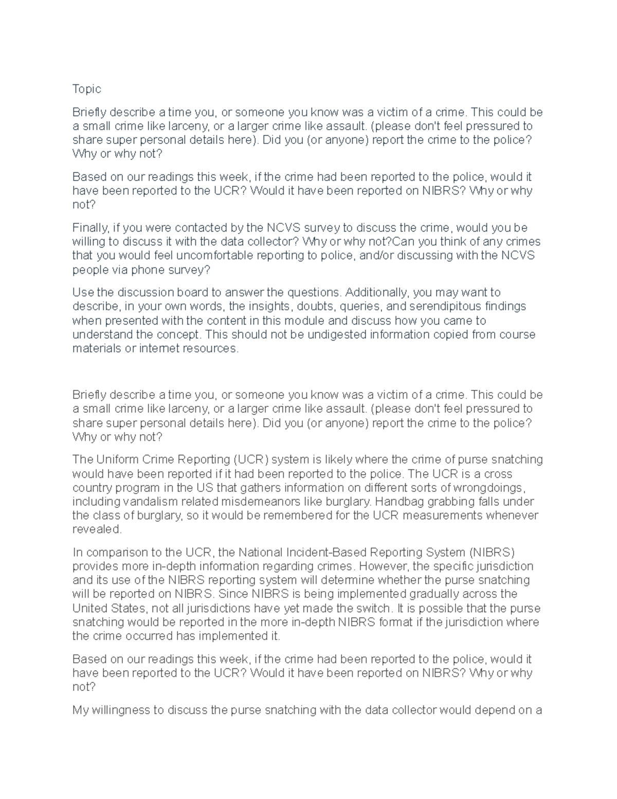 Untitled document - DISCUSSION 6 assignment - CCJ 4700 - FAU - Studocu