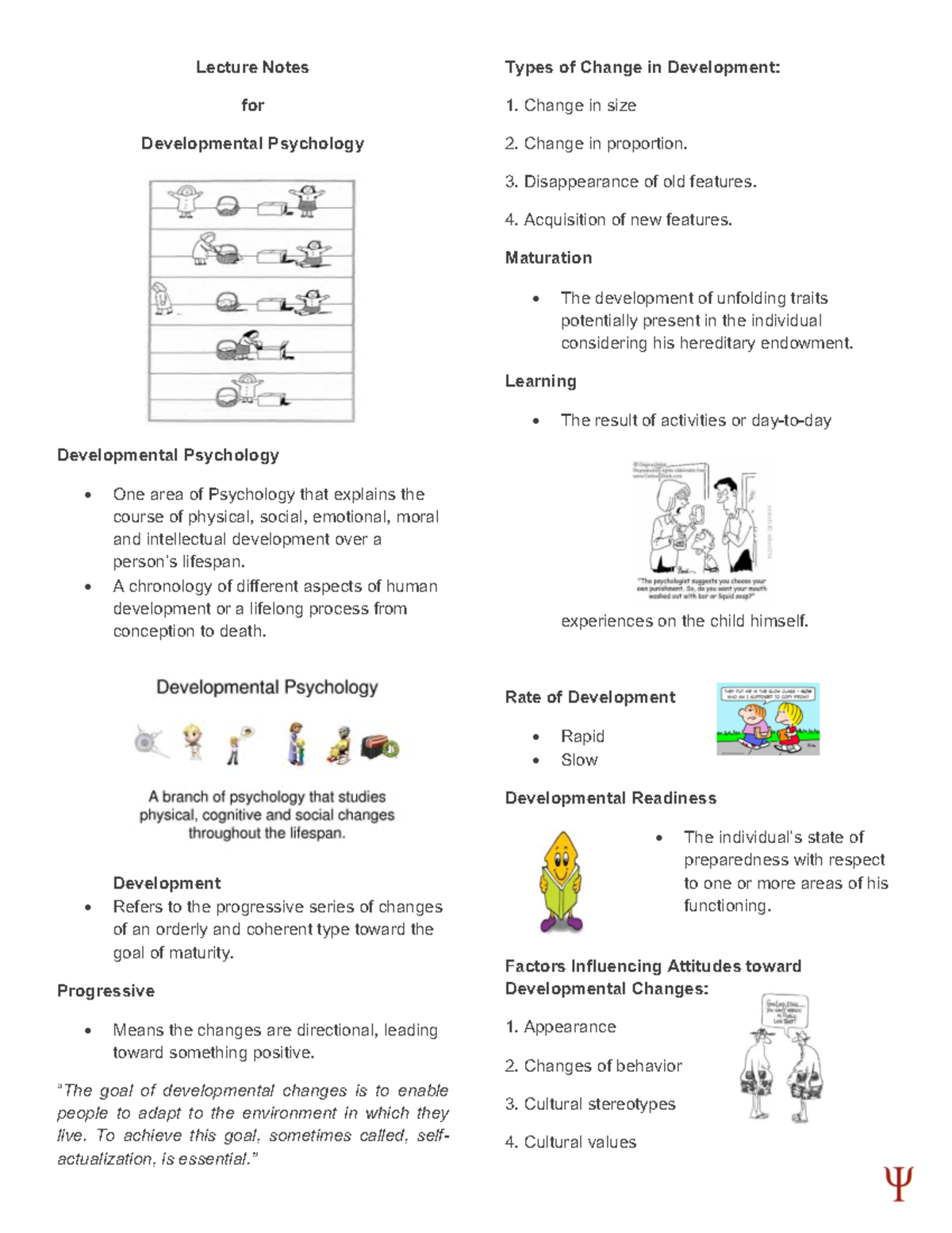 Lecture Notes psych 112 chap 1 2 - Lecture Notes for Developmental ...