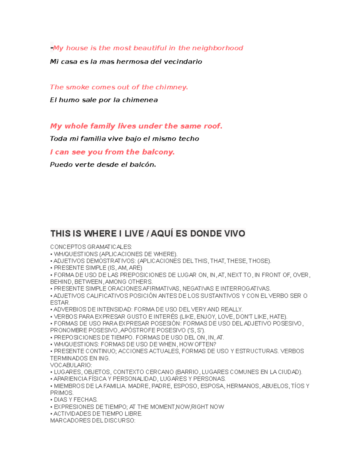 English level 2 THIS IS Where I LIVE AQUÍ ES Donde VIVO - My house is ...