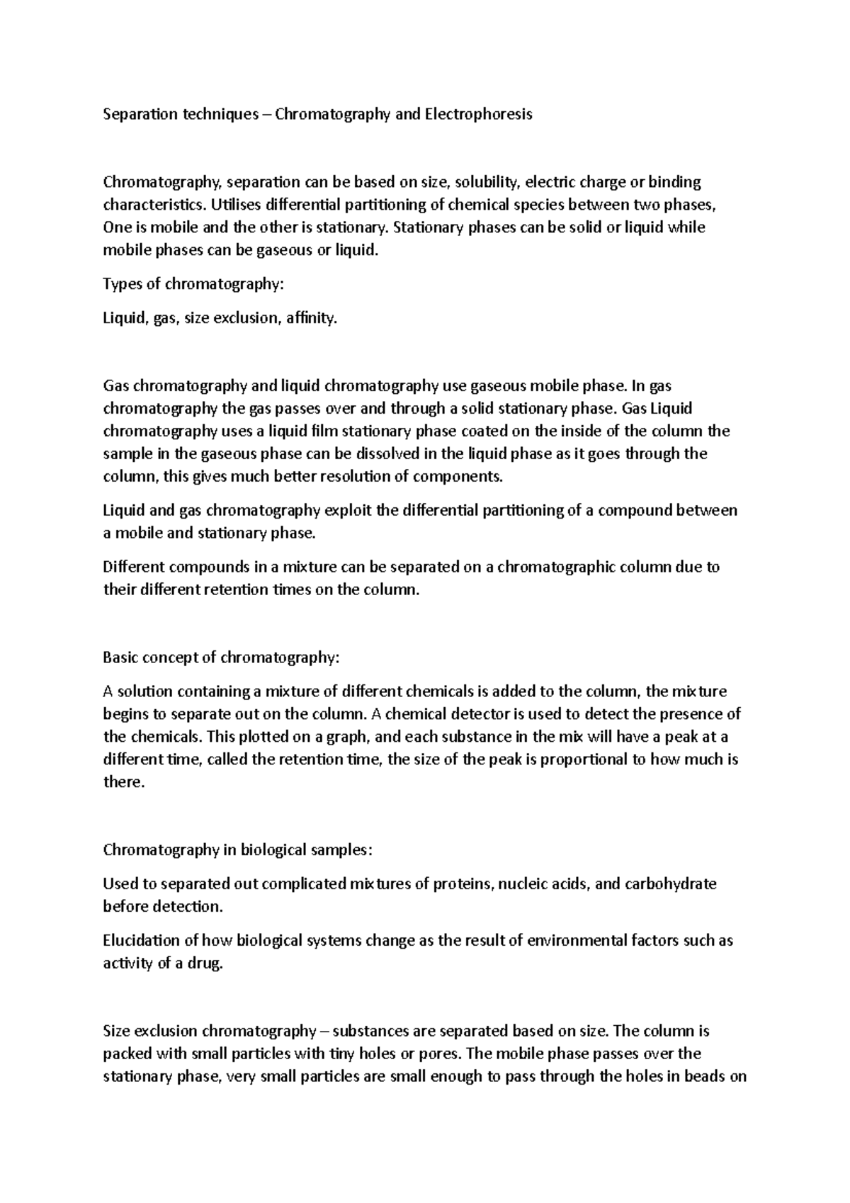 Separation techniques – Chromatography and Electrophoresis - Separation ...