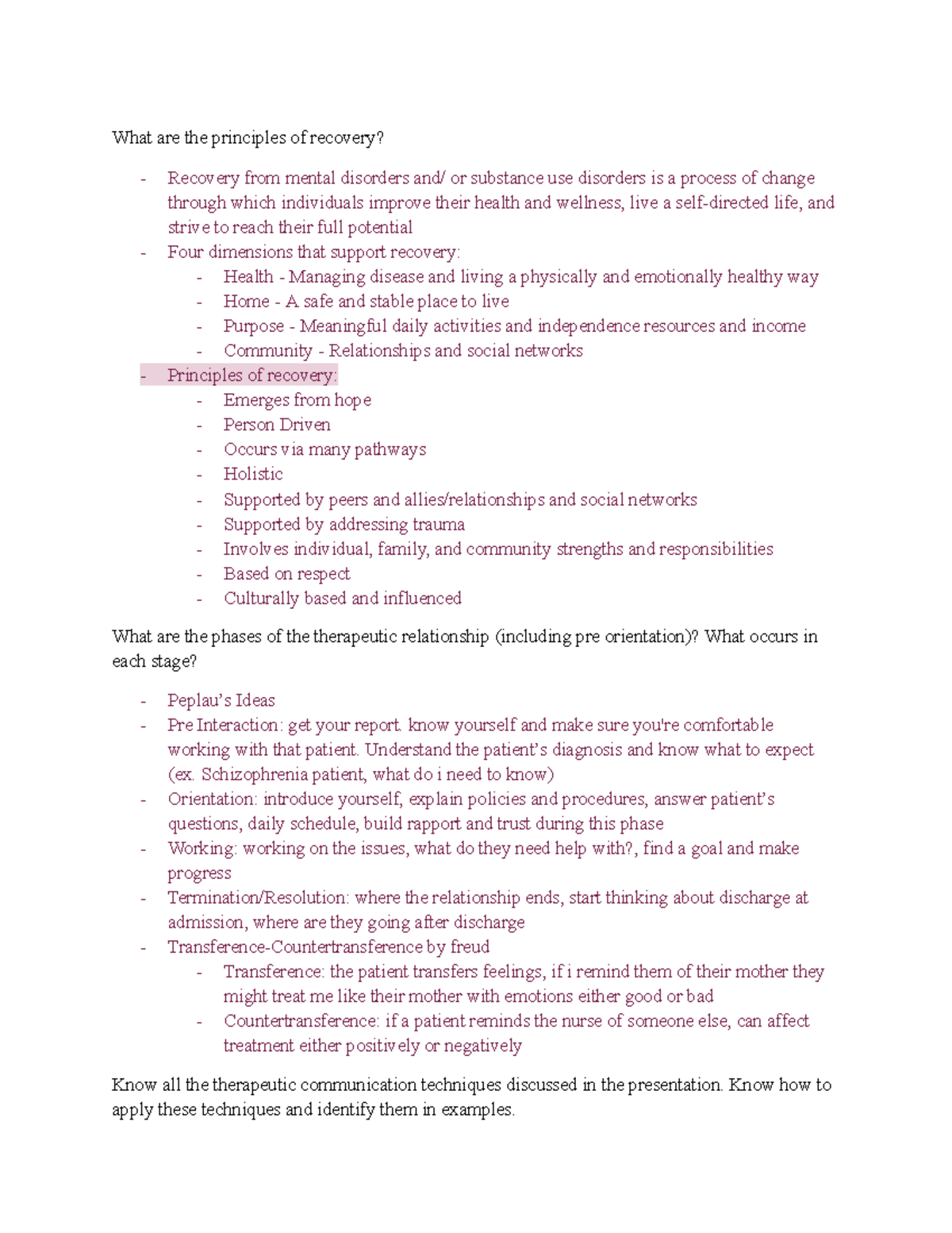 Psych/Mental Health Final Study Guide - What are the principles of ...
