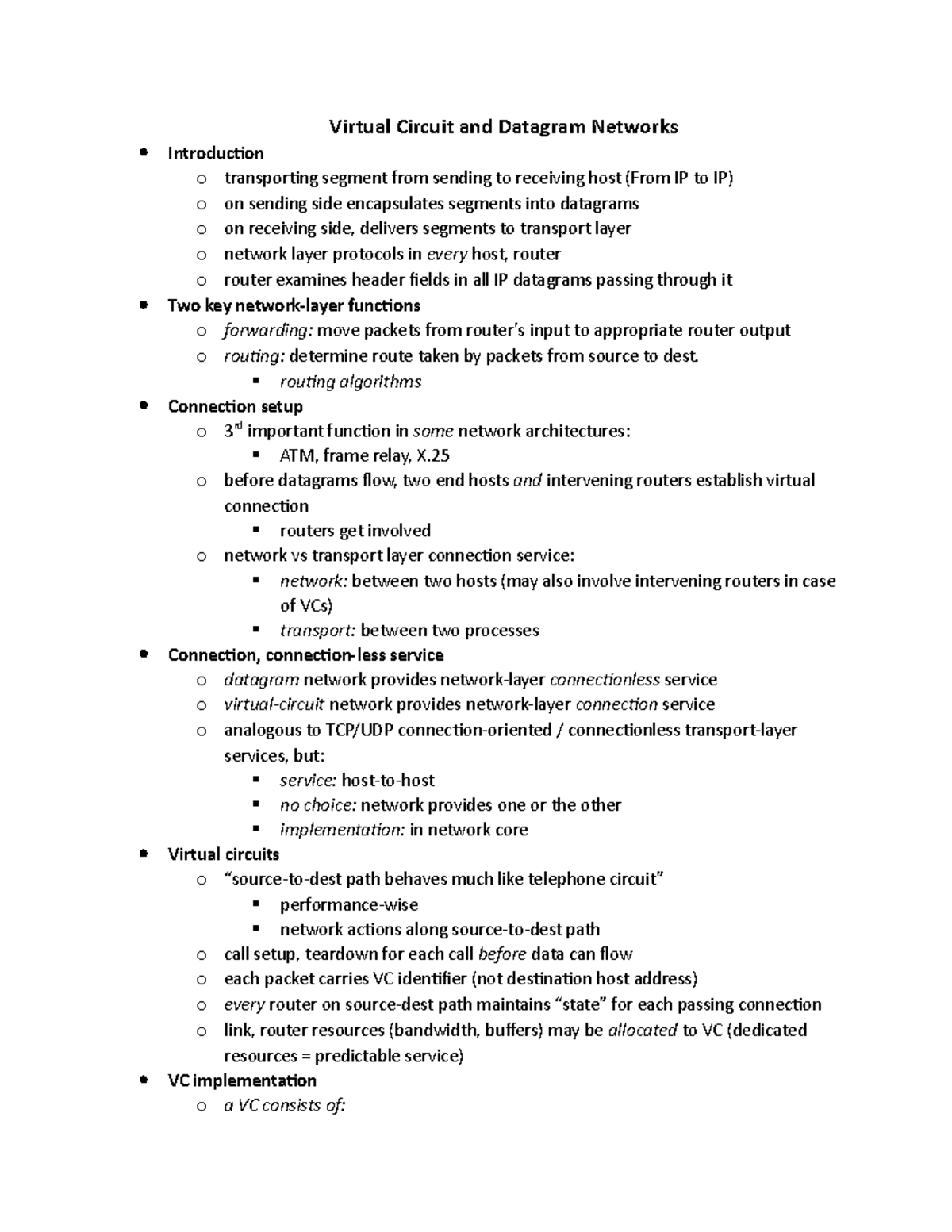 Virtual Circuit And Datagram Networks Routing Algorithms Connection