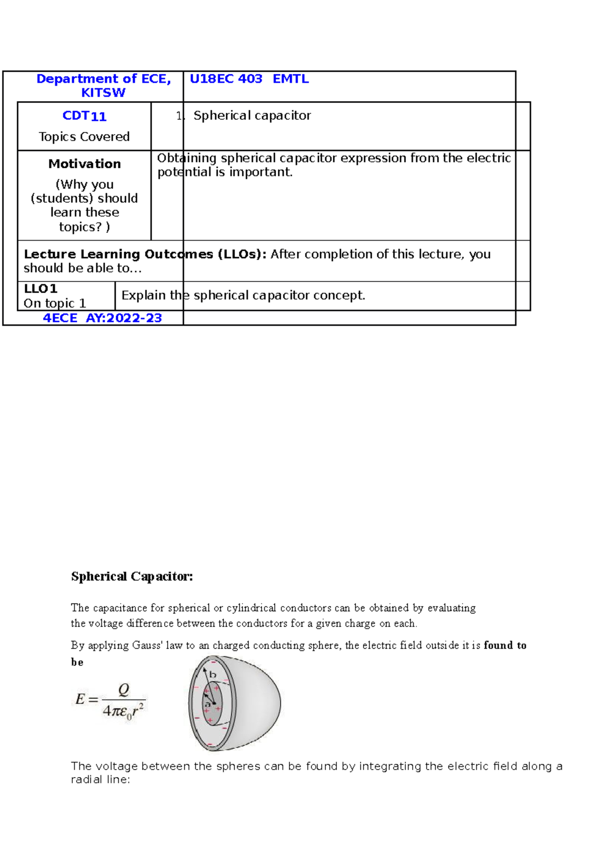 ETTL CDT11 Summary Unit1 4ECE VVR(2022-23-Copy(3)-Copy - Department of ECE, KITSW 4ECE AY:2022 ...