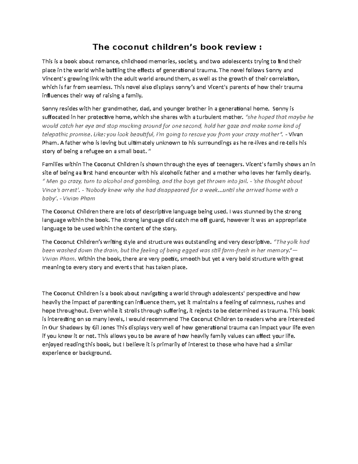 Coconut Children BOOK Review - The coconut children’s book review ...