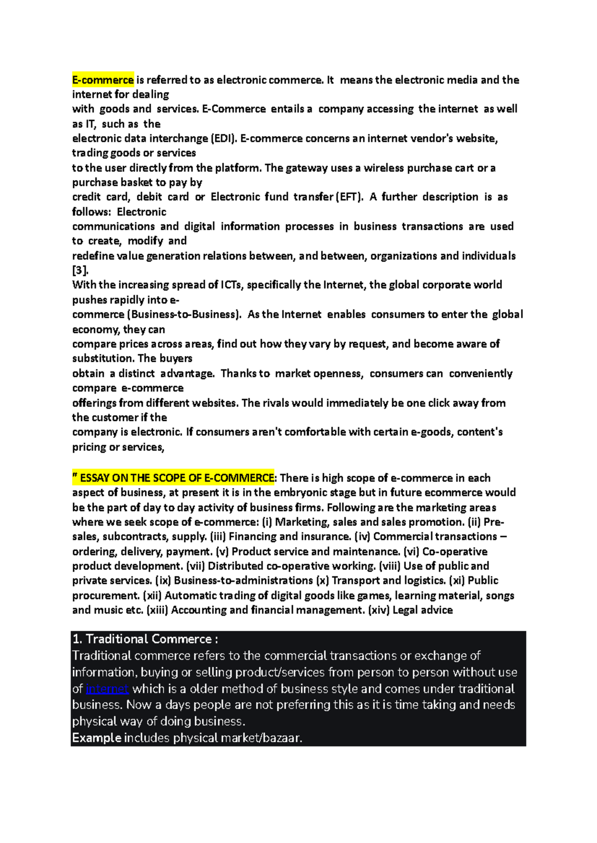 E-commerc pdf - notes - E-commerce is referred to as electronic ...