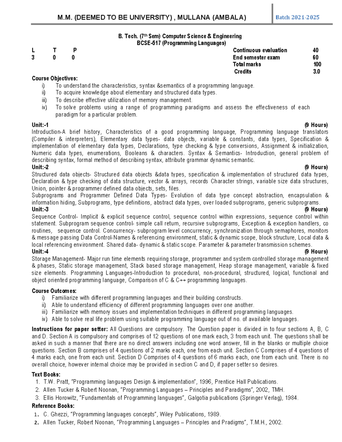 Syllabi of B.Tech. 7th Semester (CSE) - B. Tech. (7th Sem) Computer Science & Engineering - Studocu