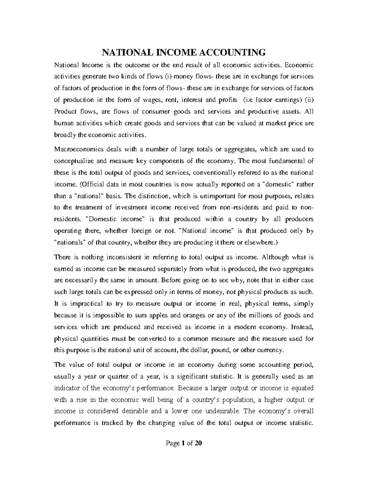 National Income Accounting - NATIONAL INCOME ACCOUNTING National Income ...