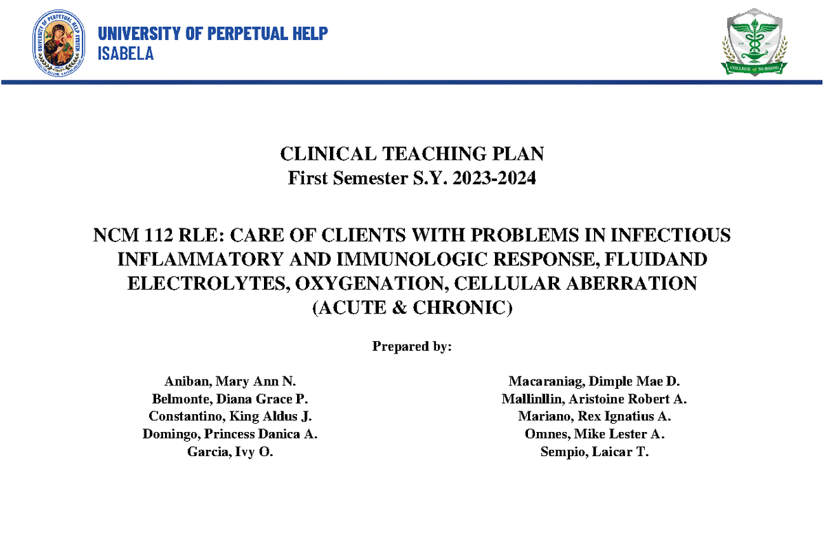NCM112 CTP ( Group-5) - cksnd;oja d[ascl]sask - CLINICAL TEACHING PLAN ...