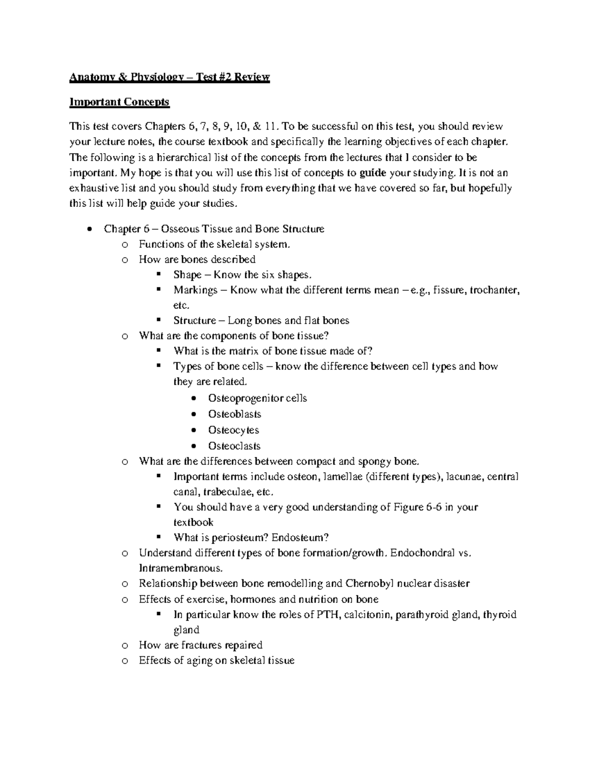 AP Test 2 Review 2021 - Summary Human Anatomy & Physiology 1 - Anatomy ...