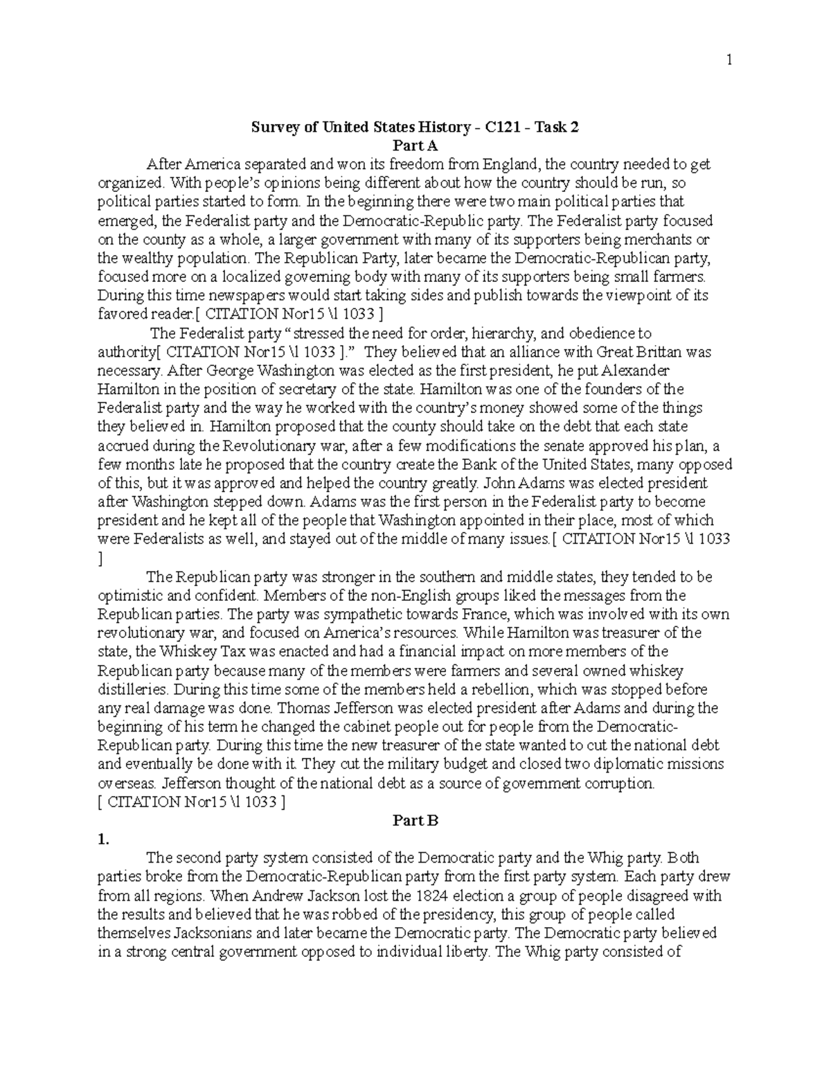 C121 Task 2 Task 2 Pass Survey Of United States History C121