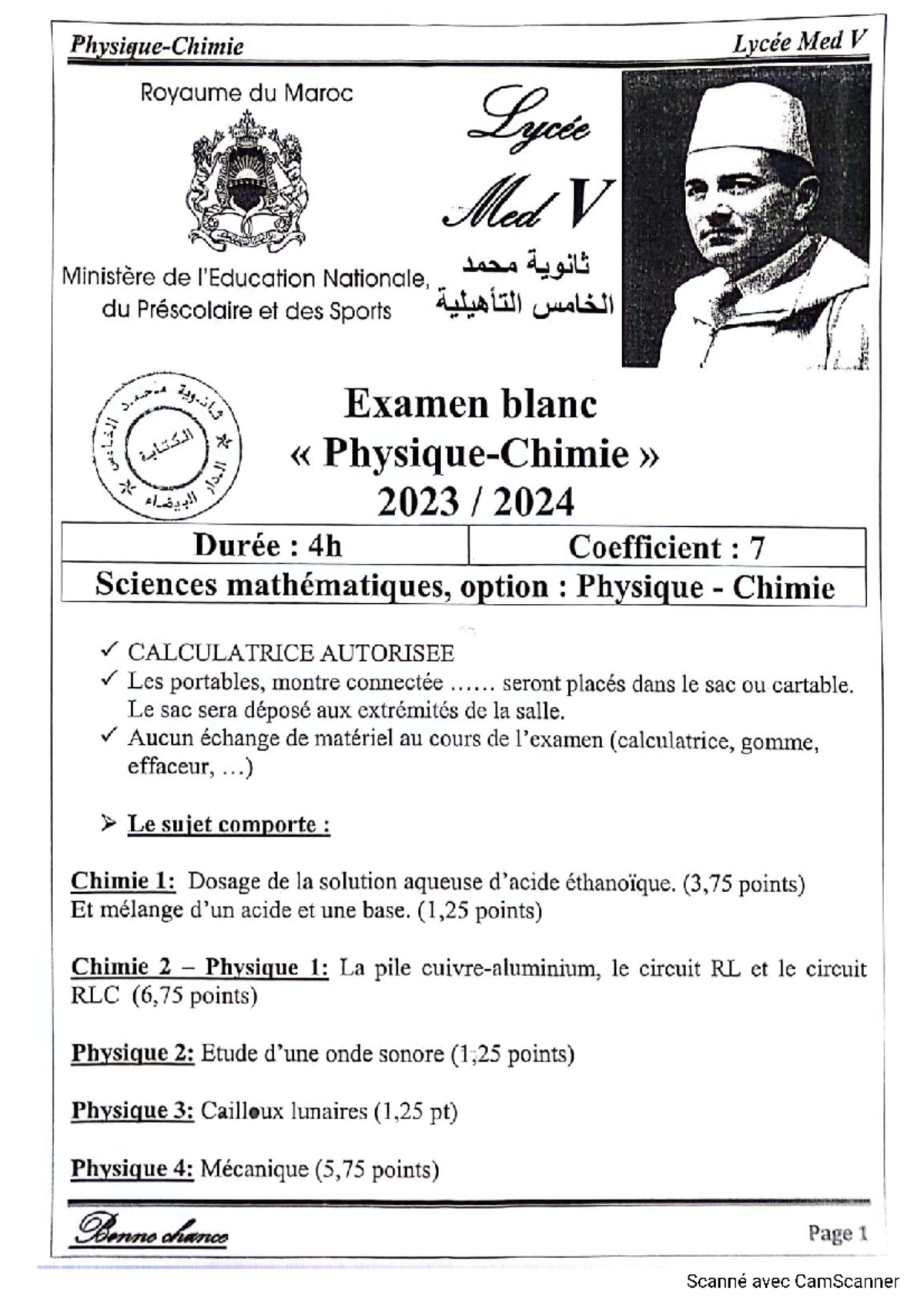 Simili SM - Lycée M5 - 2024 - physique - Studocu