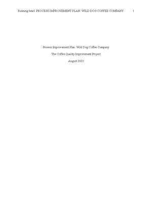 MBA5016 2022 Unit 4 assignment - Wild Dog Coffee Company Process Improvement Plan Tracy Mathews ...