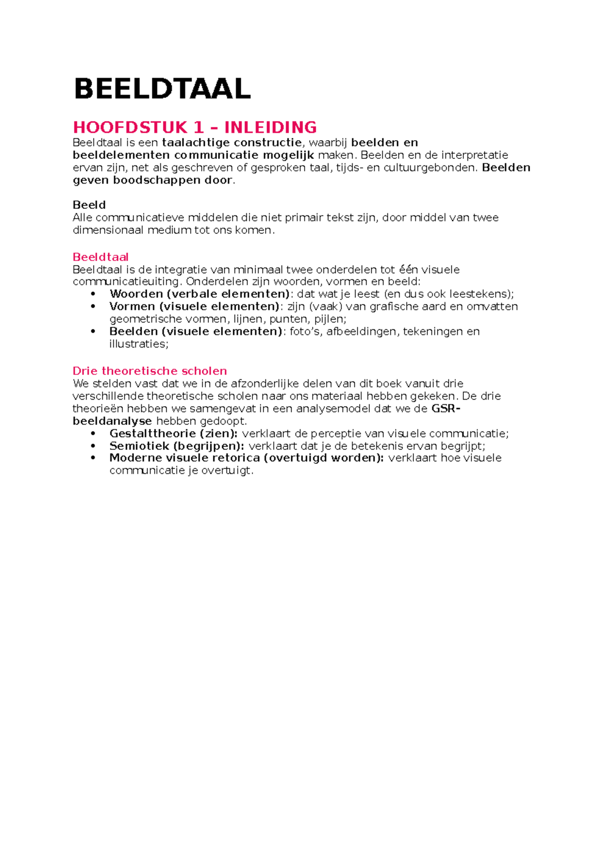 Beeldtaal h 1,4,5 en 6 - BEELDTAAL HOOFDSTUK 1 – INLEIDING Beeldtaal is ...