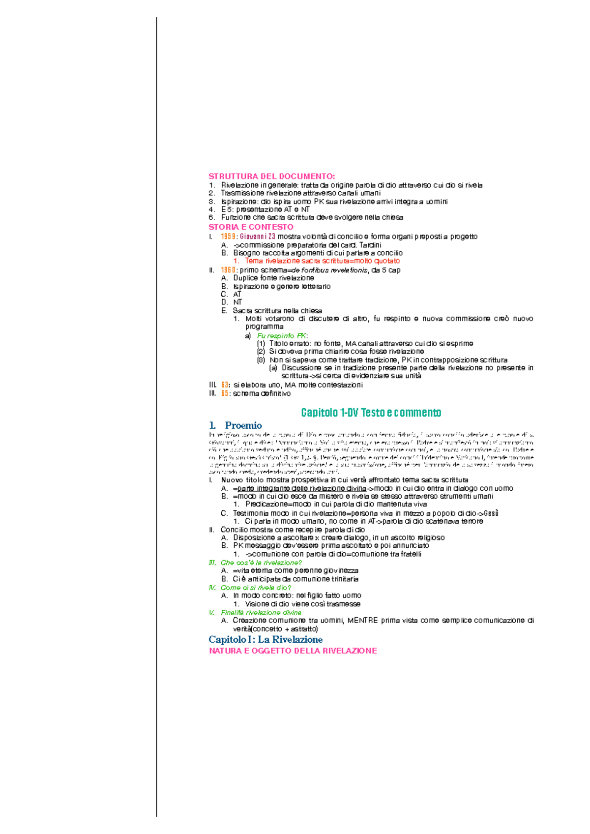 Riassunto Introduzione alla sacra scrittura alla luce dei verbum - STRUTTURA DEL DOCUMENTO ...