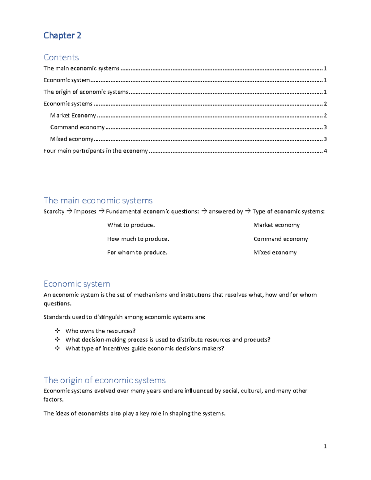 Chapter 2 - Summary Principles of Microeconomics - Contents The main ...